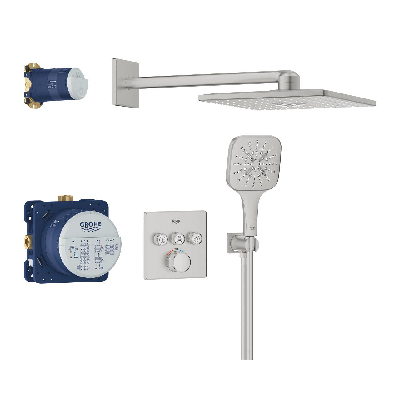 Grohtherm SmartControl Concealed shower system with Rainshower ...