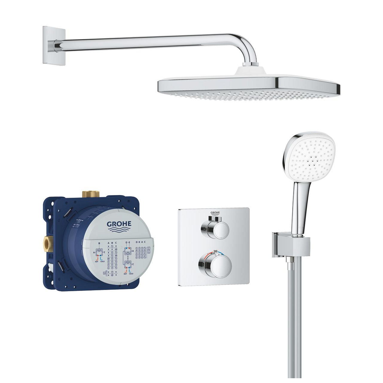 Grohtherm Concealed shower system with Tempesta 250 Cube | GROHE