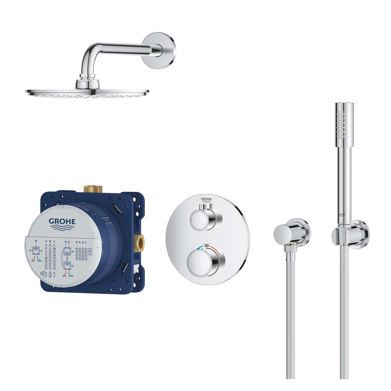 Grohtherm Perfect shower set with Rainshower Cosmopolitan 210 | GROHE