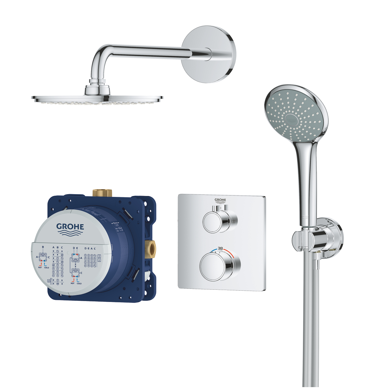 Grohtherm Perfect shower set with Rainshower Cosmopolitan 210 | GROHE