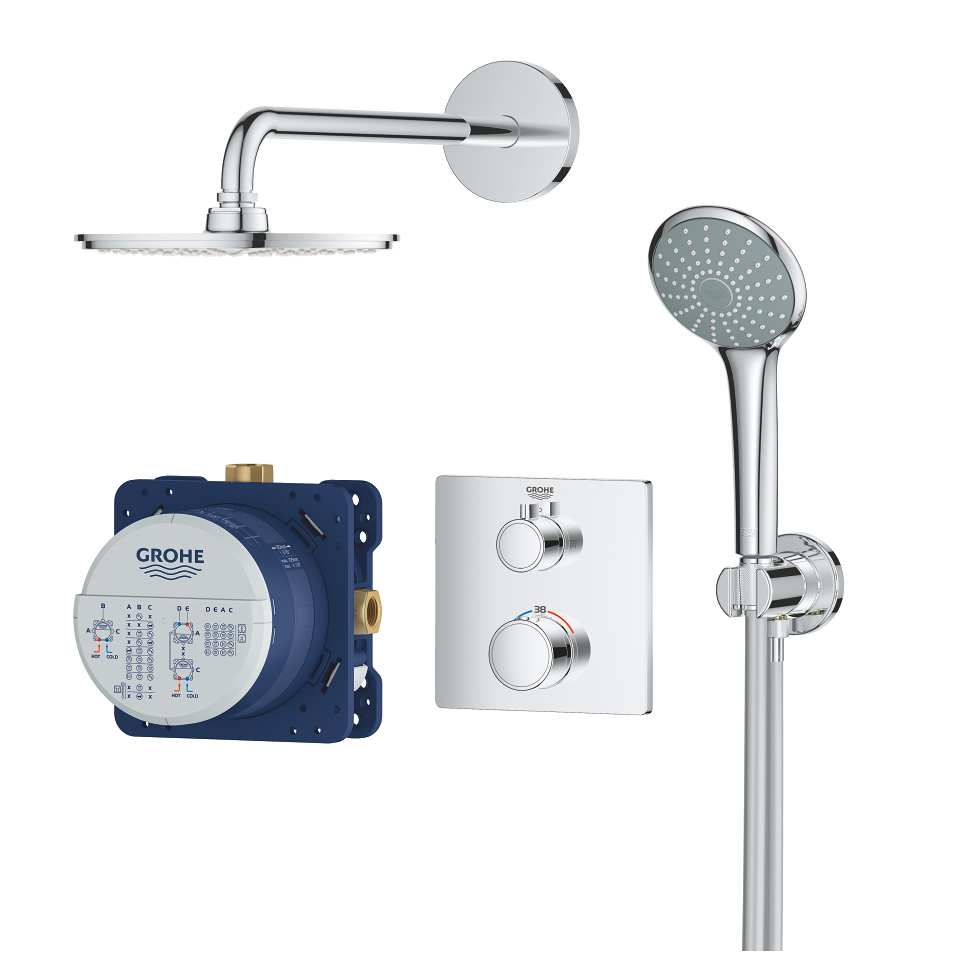 Grohtherm Perfect shower set with Rainshower Cosmopolitan 210 | GROHE