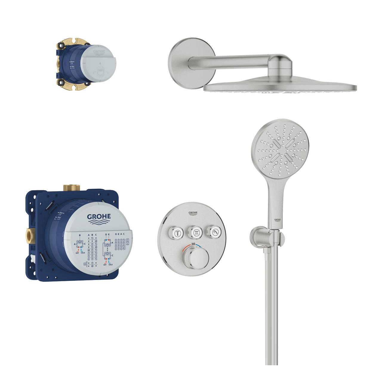 Grohtherm SmartControl Ensemble de douche encastré avec Rainshower ...