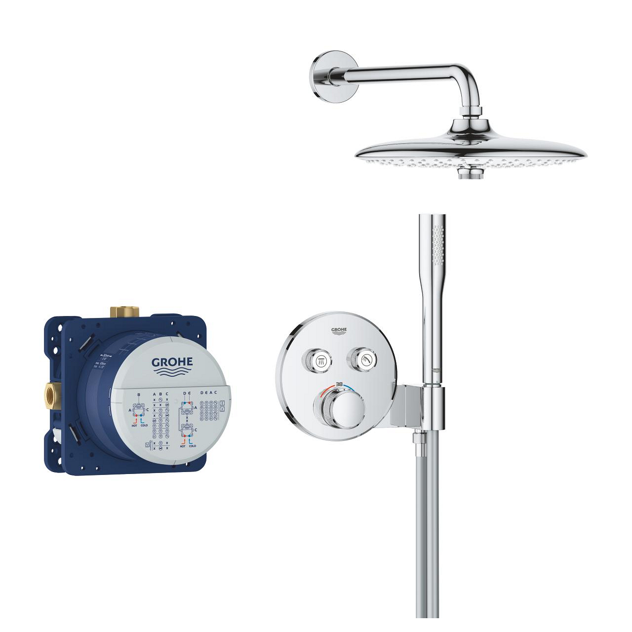Grohtherm SmartControl Podtynkowy zestaw prysznicowy z deszczownicą Euphoria 260 | GROHE