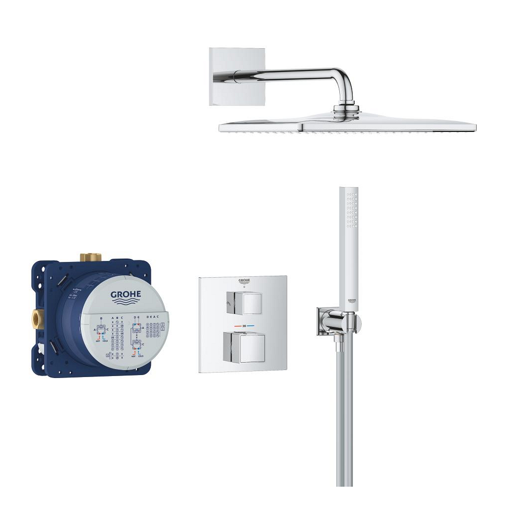 Grohtherm Cube Concealed shower system with Rainshower Mono 310 Cube ...