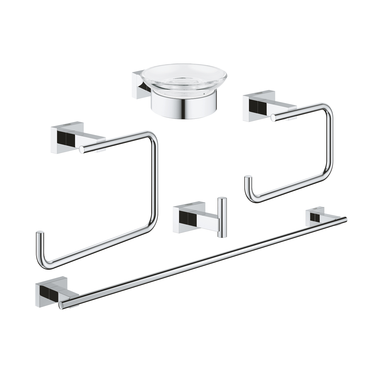 Essentials Cube Master bathroom accessories set 5-in-1 | GROHE