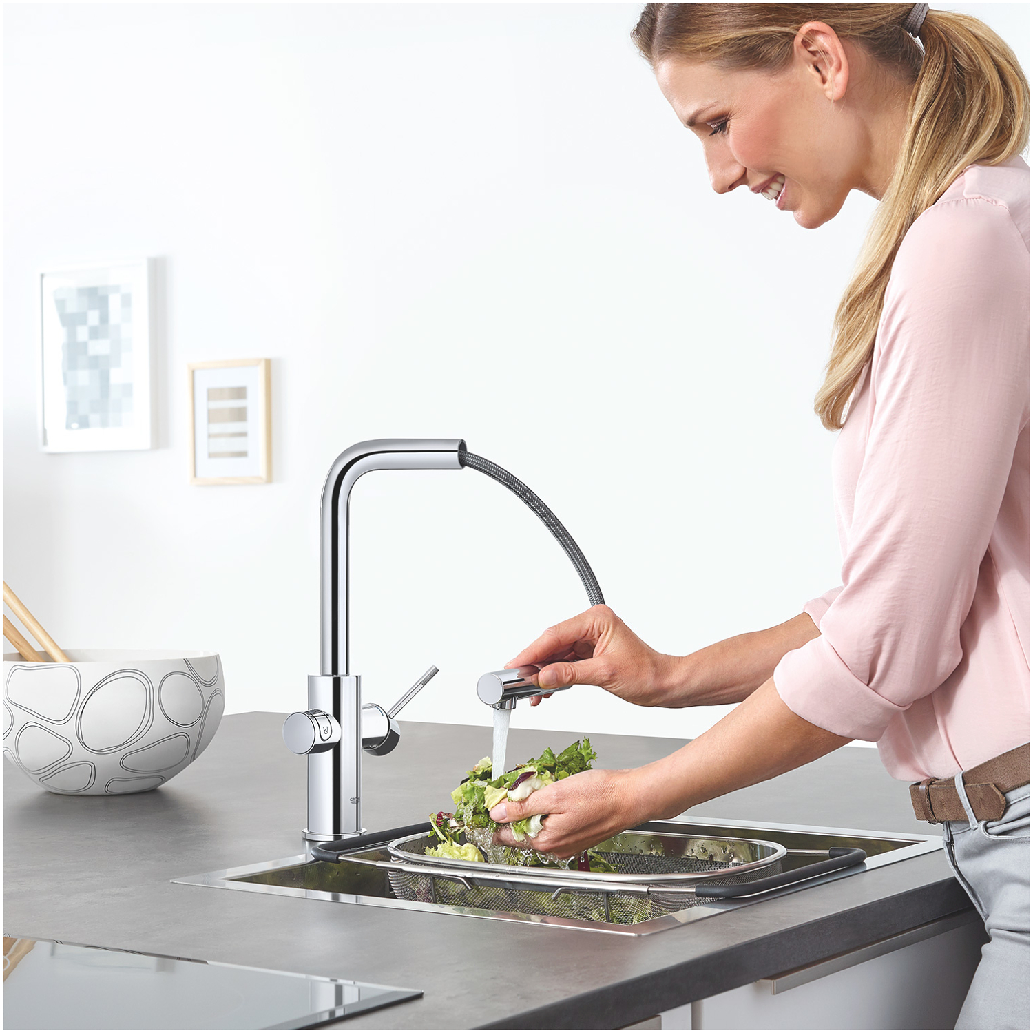 GROHE Blue Home L-kifolyós kezdőkészlet kihúzható gyöngyöztetővel | GROHE